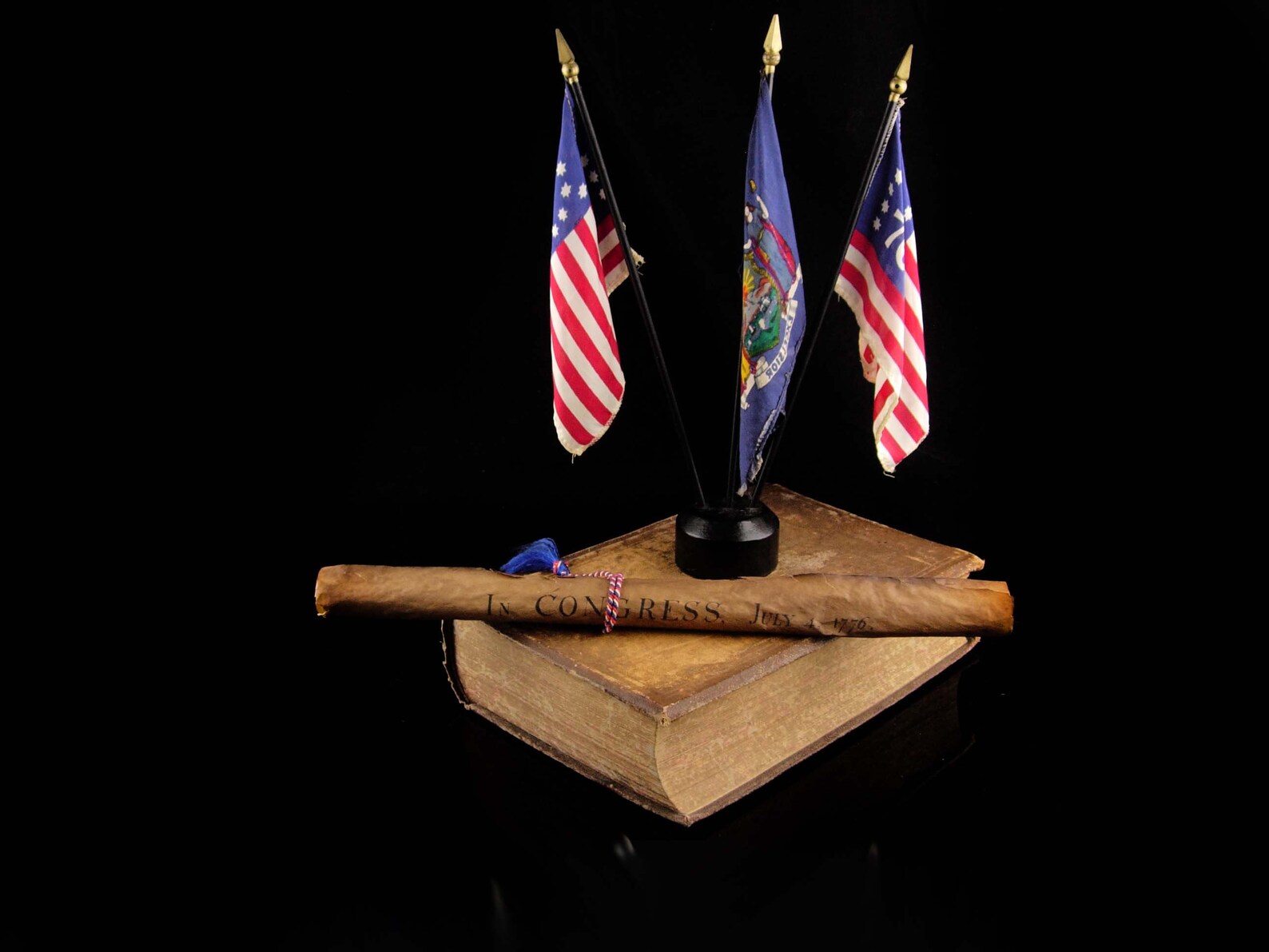 Antique 1884 Book Desk Flags Parchment Declaration - Etsy