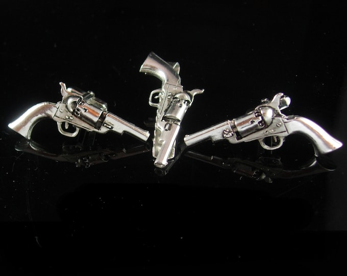 Western Gun Cufflinks Vintage Revolver Tie Clip Designer Anson Men's ...