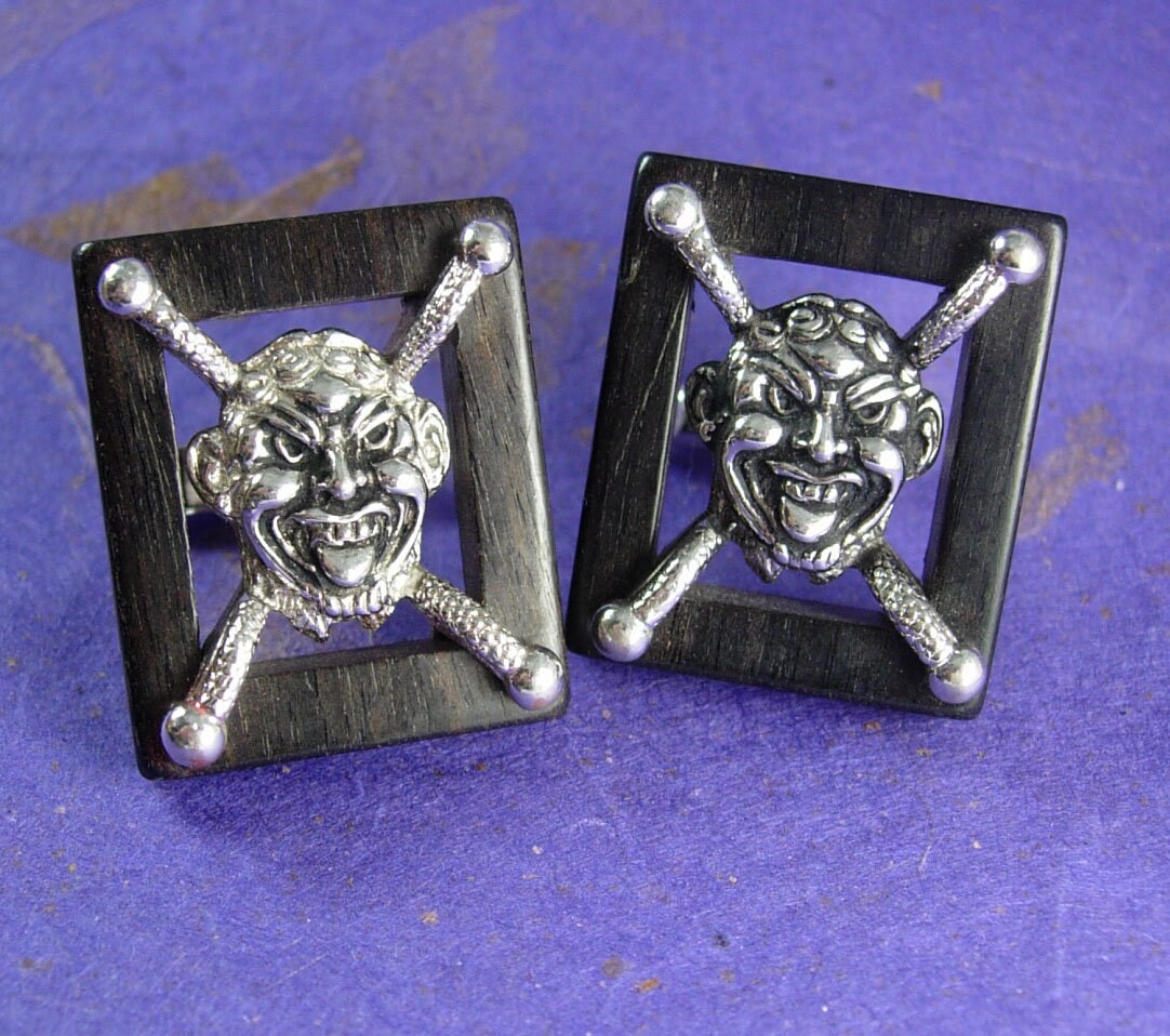 Grotesque Silver DEVIL Cufflinks Vintage Crossbones Demon - Etsy