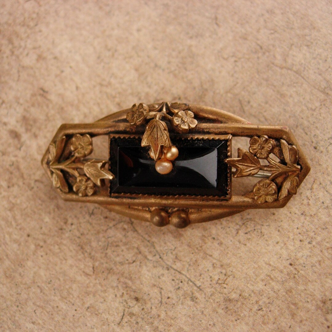 Antique Black Mourning Pin - Estate Jewelry - Victorian Black Brooch ...