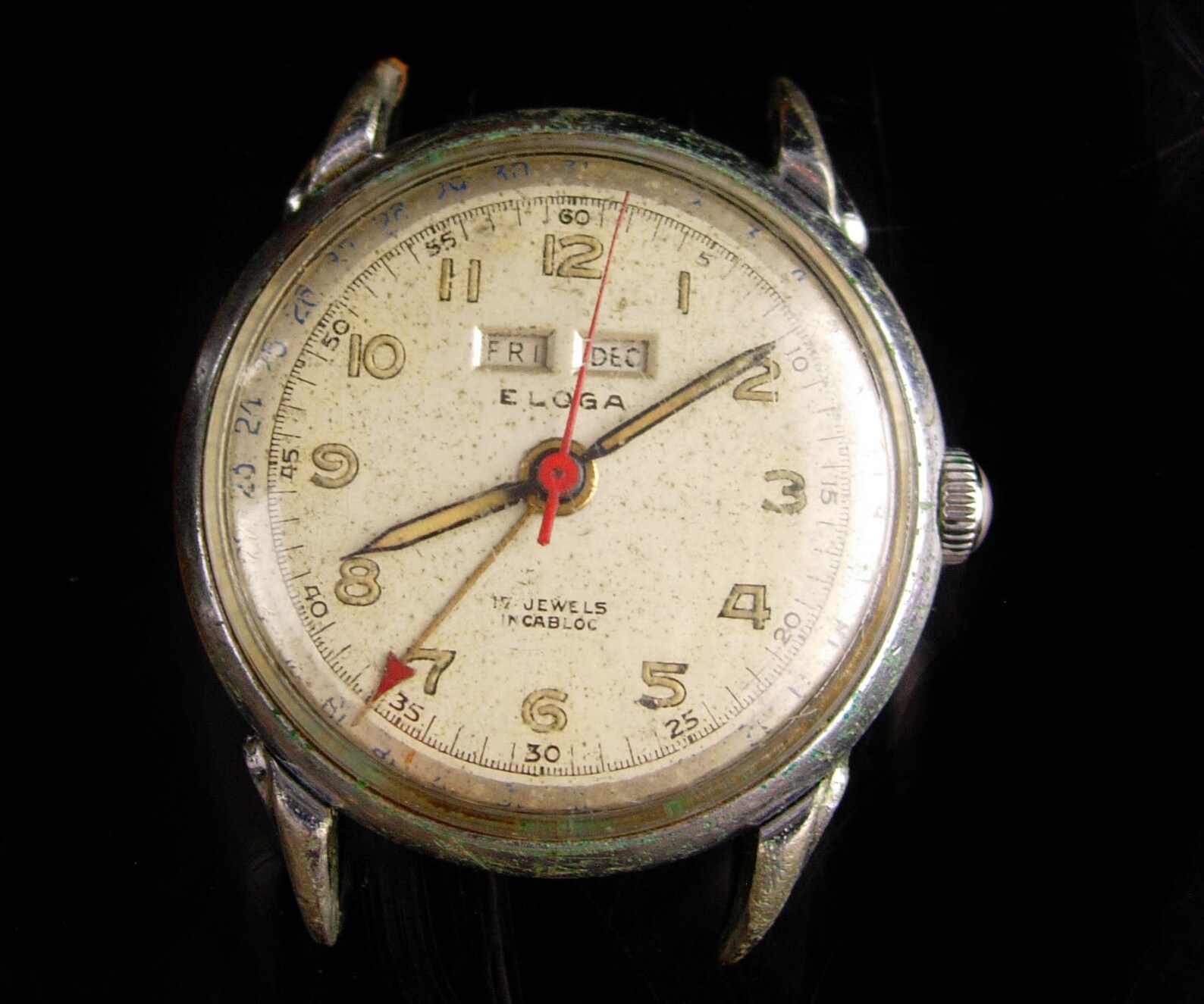 UNUSUAL Mens Eloga watch 17 jewel calendar brooch | Etsy