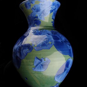 Vintage Phil Morgan Pottery rare blue crystalline vase | Etsy