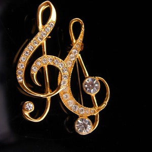 2 Music Notes Brooches / Vintage Pair Pins / Music Teacher Gift / Piano ...