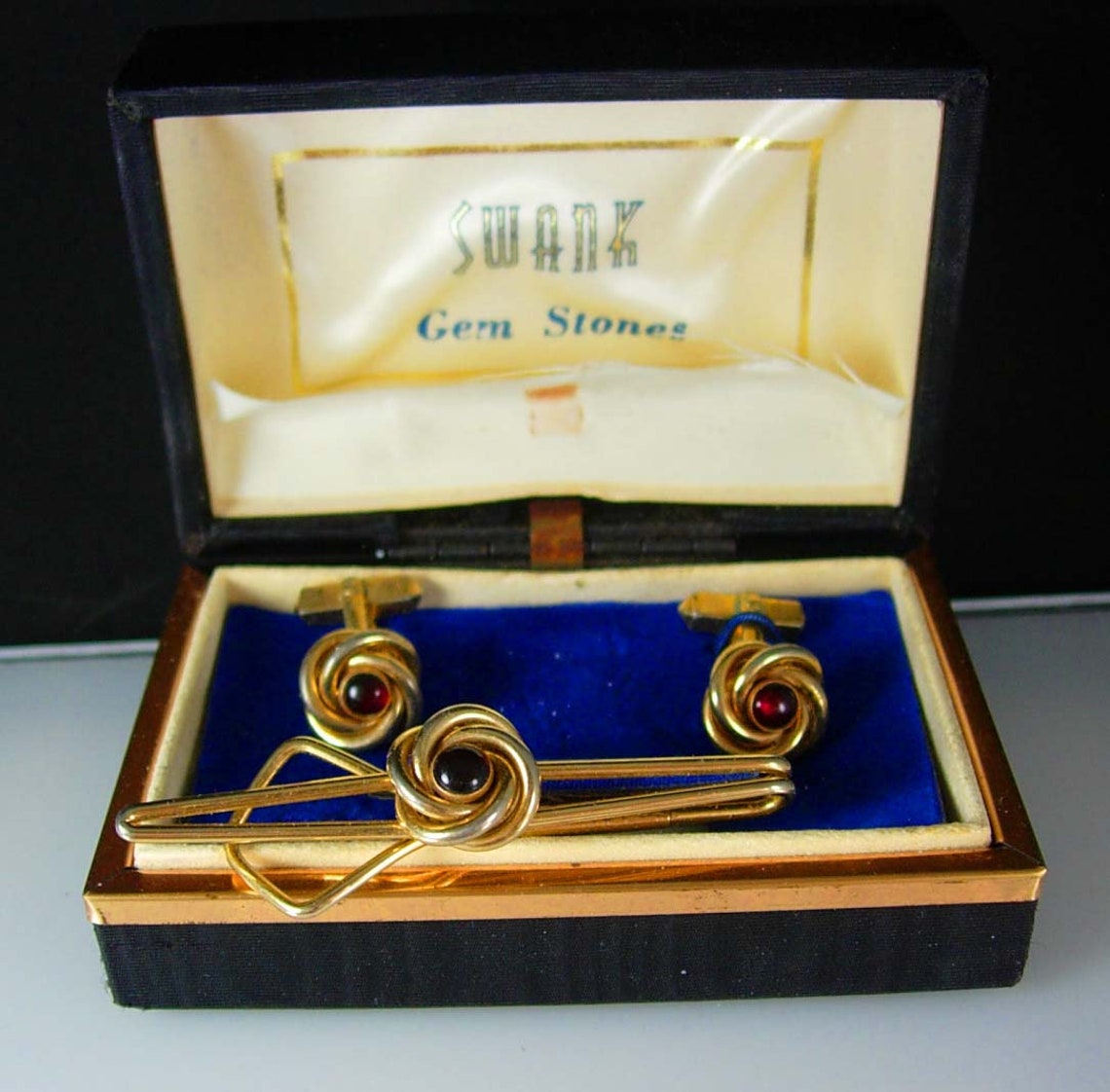 Vintage Red Jewel Cufflinks Art Deco Love Knots Cuff Links Tie - Etsy