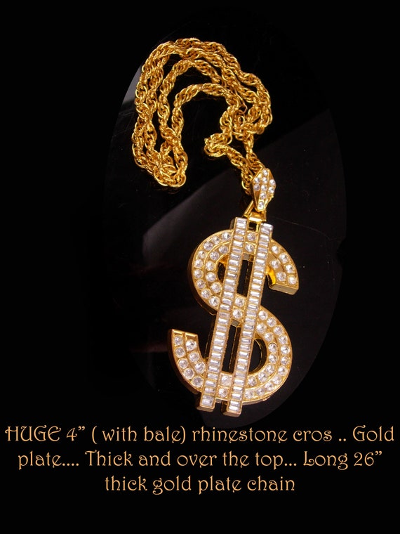 HUGE 4" Dollar Sign necklace / Vintage rapper jewelry… - Gem