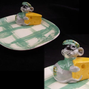 Mouse Bandit Vintage Cheese Dish Novelty Handmade Ceramic Tray Masked ...