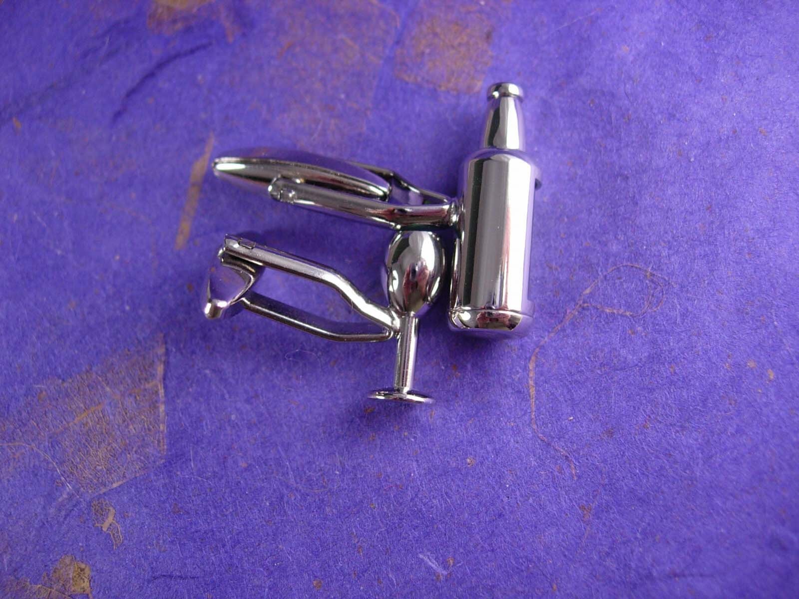 Wedding cufflinks Champagne Cufflinks Vintage Figural Silver | Etsy