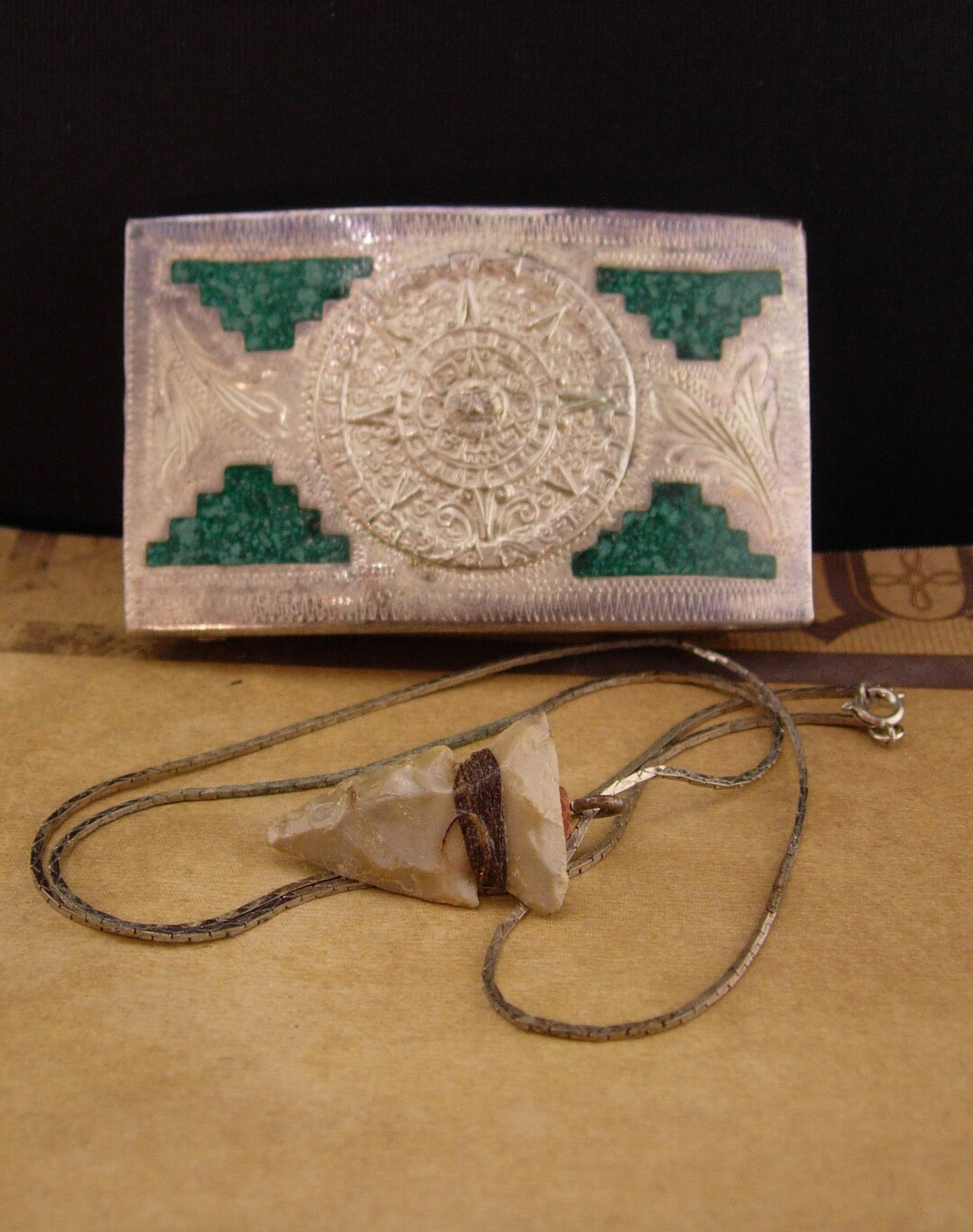 Vintage Mayan Indian Belt Buckle - Handmade Turquoise Calendar Design ...