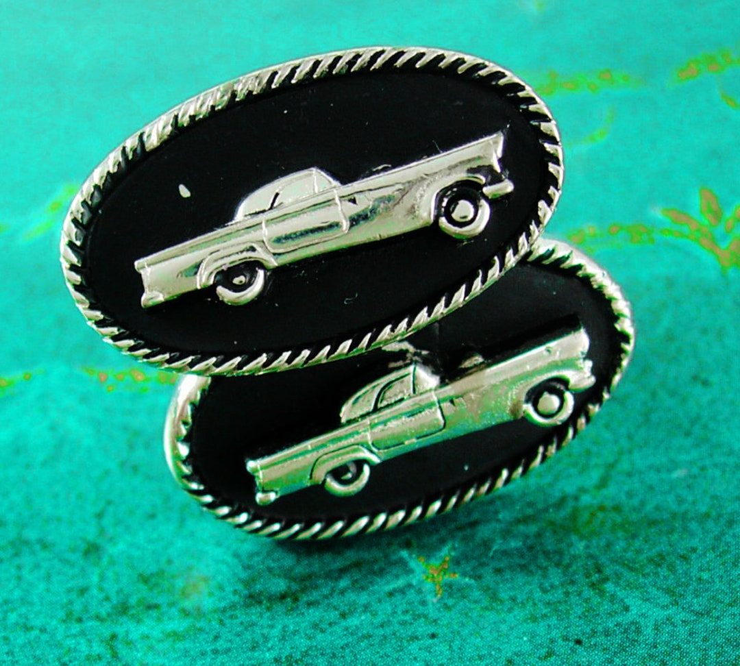 LARGE Car Cufflinks Vintage Antique Roadster 1957 Tbird Thunderbird MG ...
