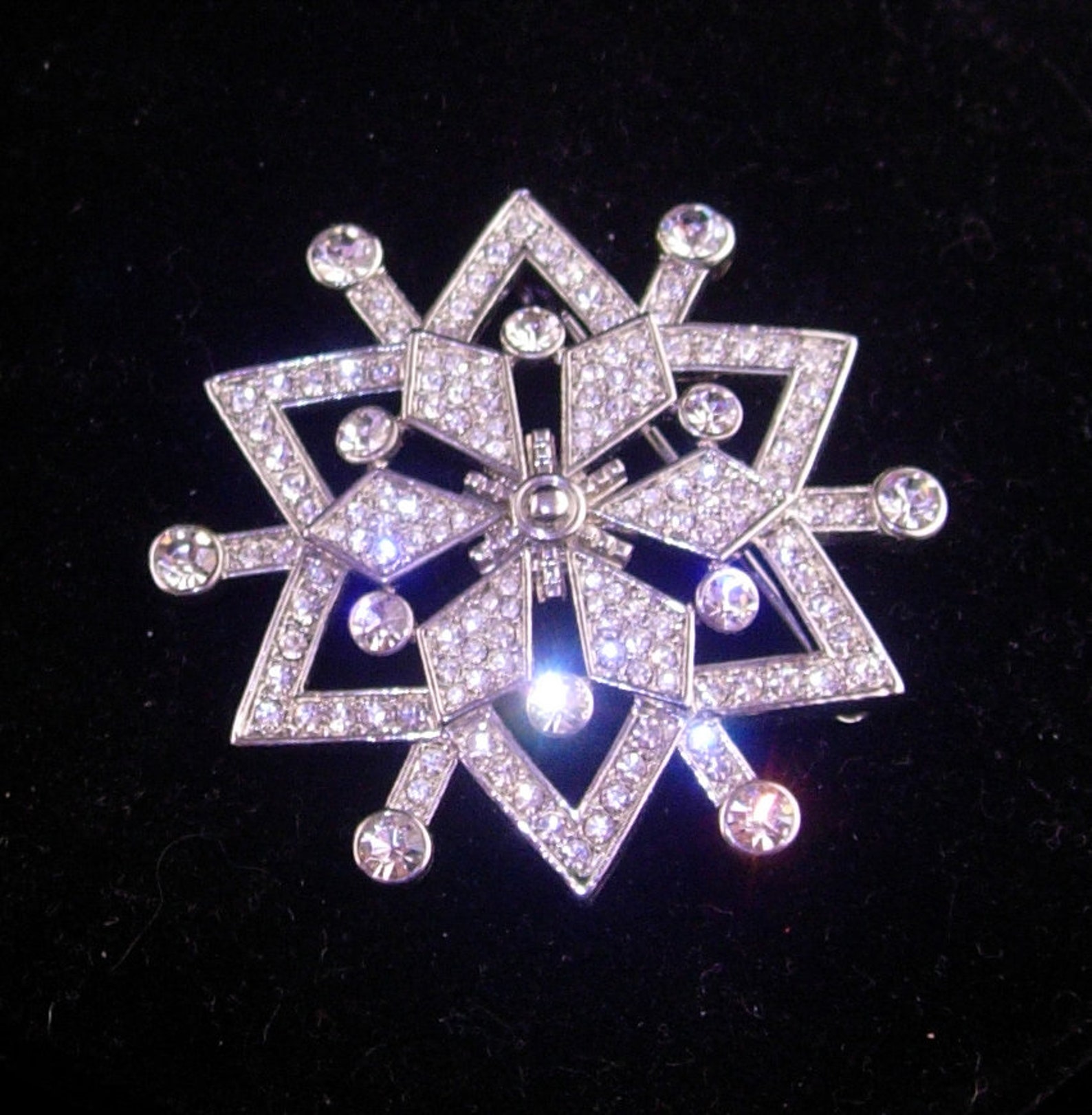 100 rhinestone pin 2 Starburst Rhinestone brooch | Etsy