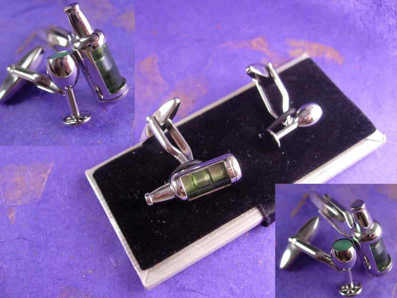 Wedding Cufflinks Champagne Cufflinks Vintage Figural Silver - Etsy