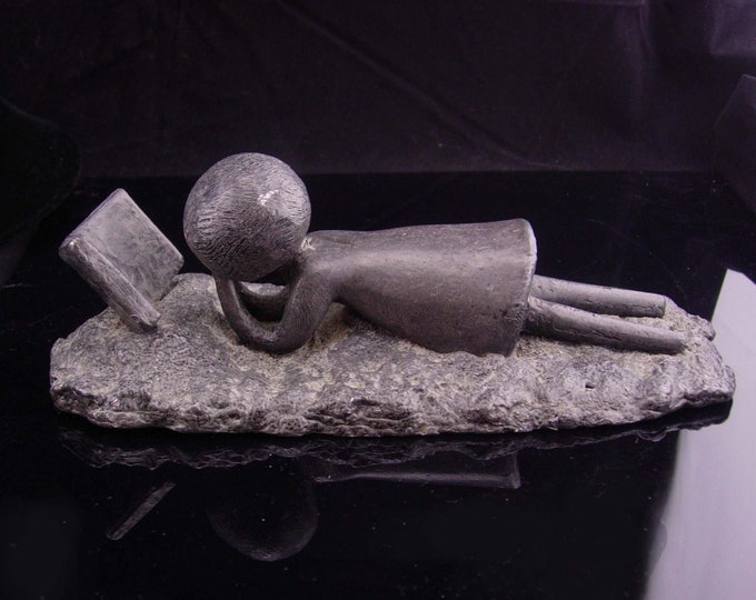 William Lattimer Sculpture / Girl Reading a Book / Lead Statue / Little ...