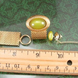 Haunted Moonstone Cufflinks / UNUSUAL Golden Mesh Wrap Set / Wedding ...