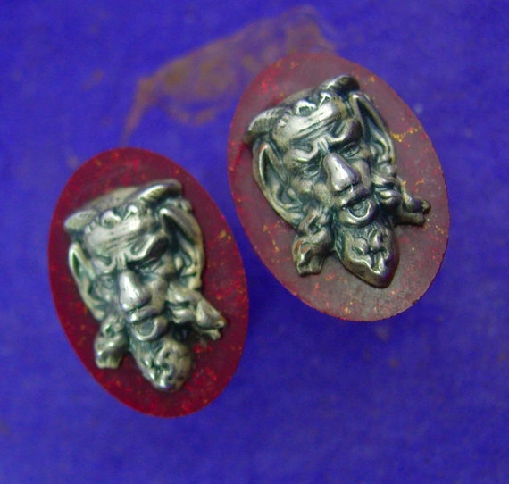 Vintage Devil Cufflinks / Hickok jewelry / bakelite d… - Gem