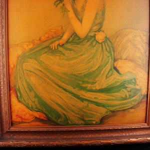 Large Vintage Mantle Portrait Framed Young Woman With Flower - Etsy