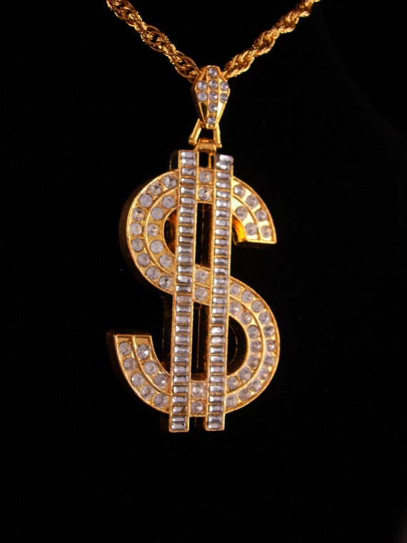 HUGE 4" Dollar Sign necklace / Vintage rapper jewelry… - Gem
