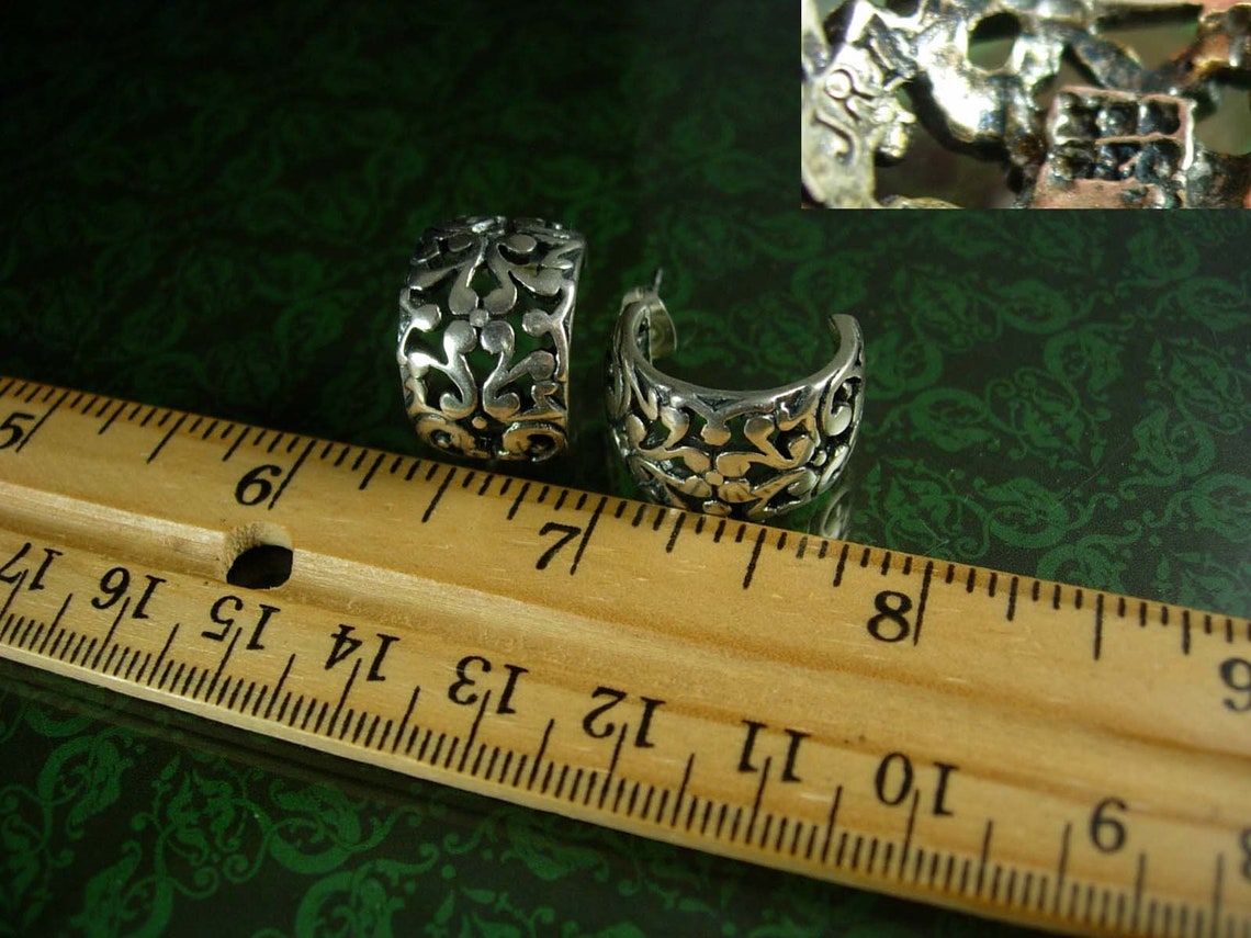 Sterling Hippie Earrings Vintage Pierced Ears Jewelry Silver - Etsy