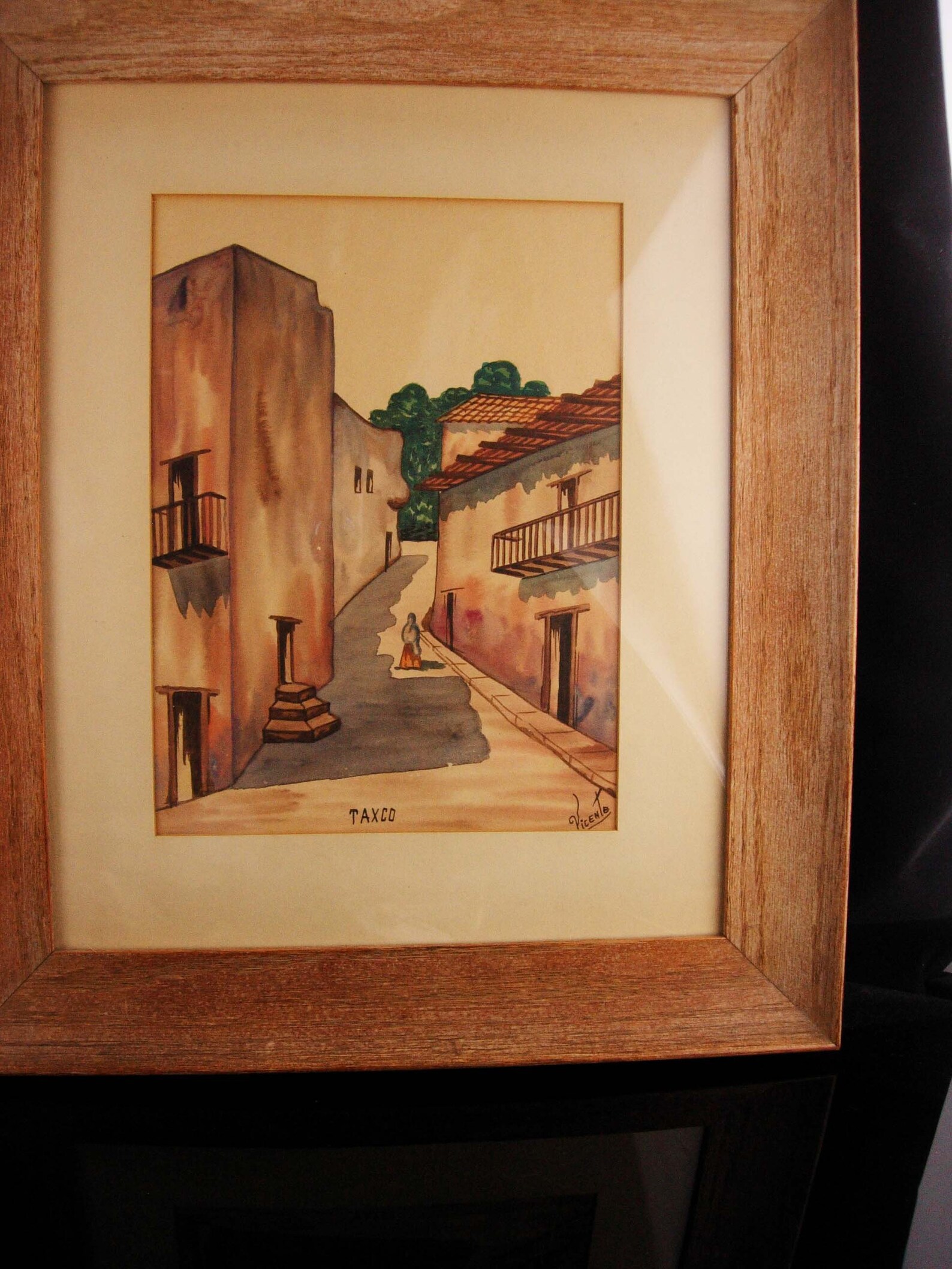 Vintage Watercolor Taxco signed framed citiscape southwest | Etsy