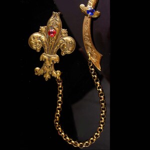 Antique Cloak Clasp With Chains - Large Fleur De Lis Cloak Chain ...