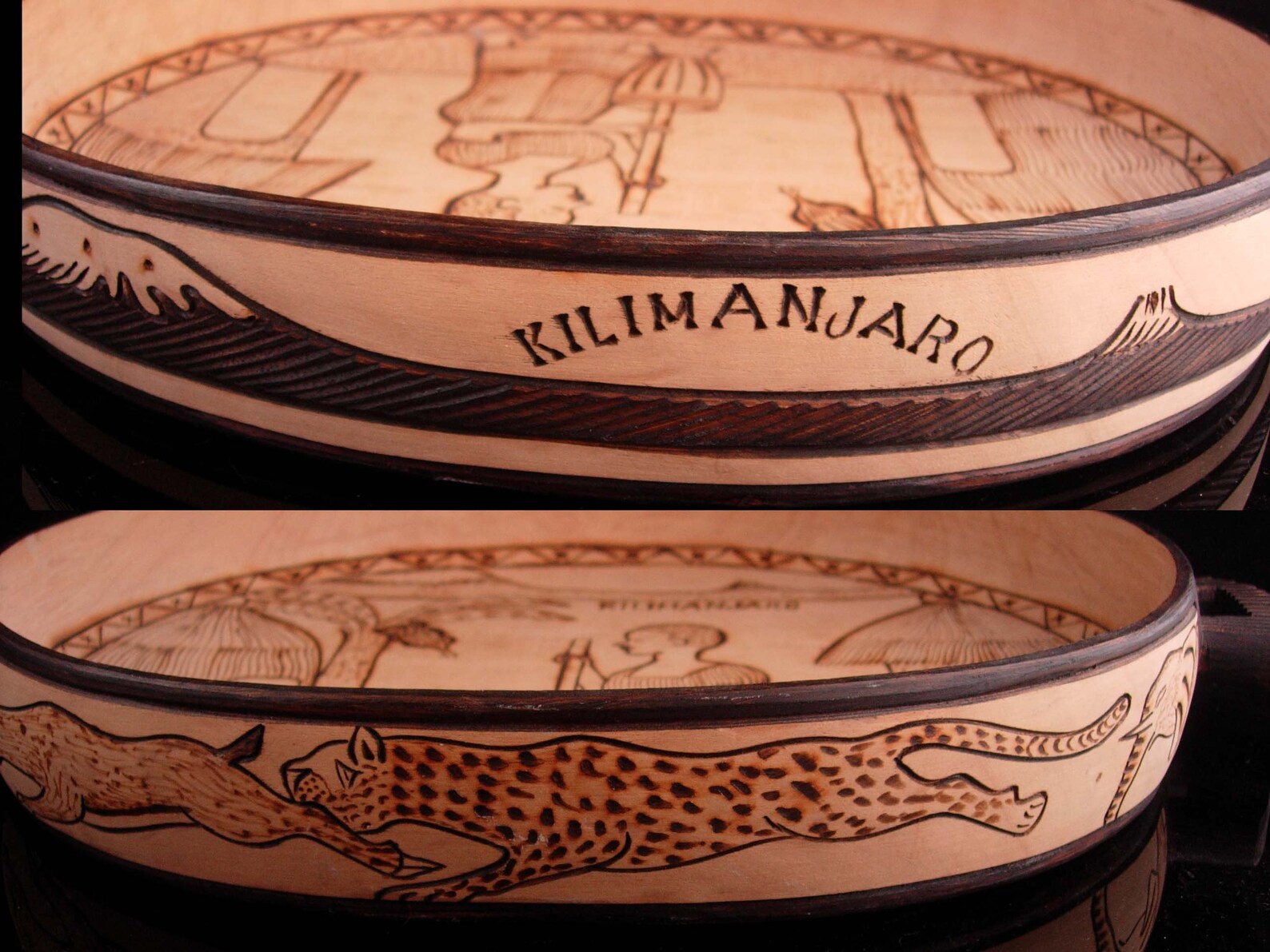 Vintage Kilimanjaro Tray Pyrography Tanzania Wood Africa - Etsy