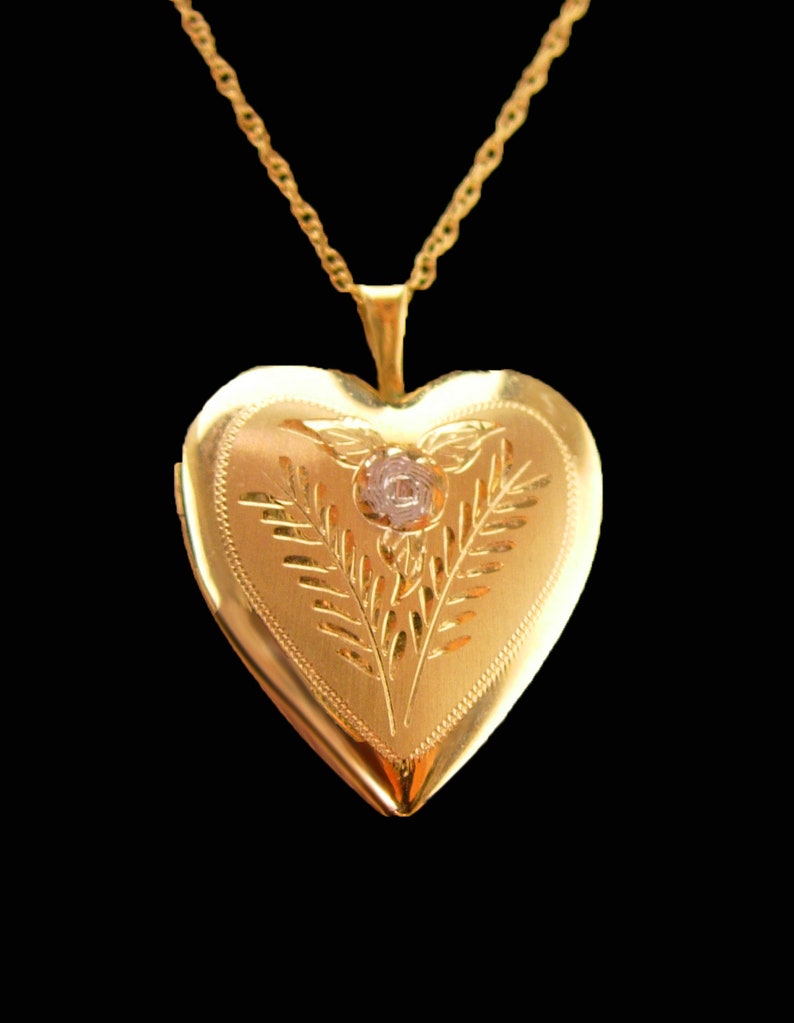 Vintage 14k Gold Heart Locket and Chain Sweetheart Locket - Etsy