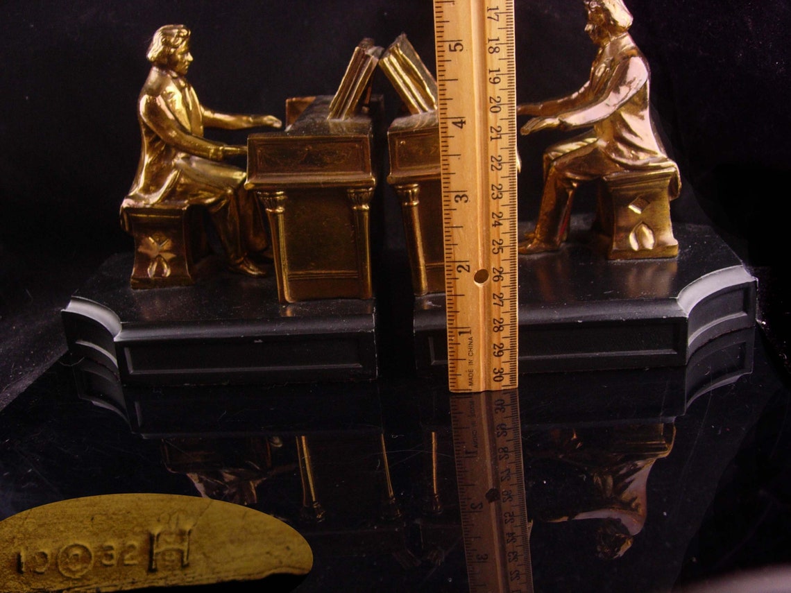 Vintage Signed Bookends Mozart Piano Set JB Hirsch Foundry - Etsy