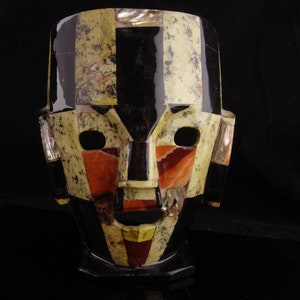 Bizarre Death Mask / Vintage Tribal Mosaic Mask / Obsidian & Mother of ...
