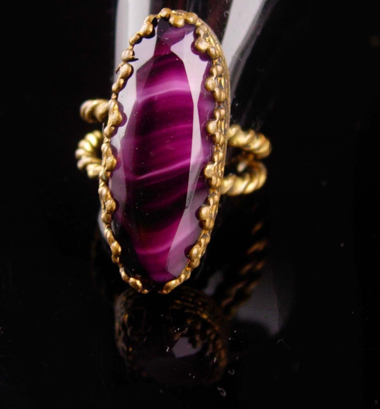 Antique Czech Ring Purple Slag Glass Amethyst Stripe - Etsy