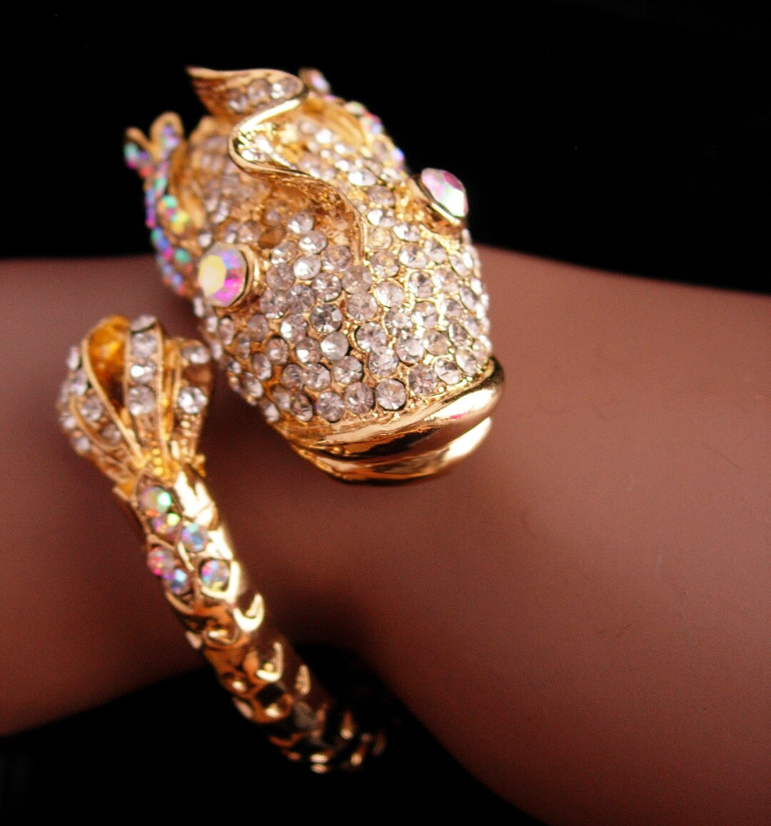 Vintage Chinese Koi Fish Bracelet - Brilliant Aurora Borealis ...