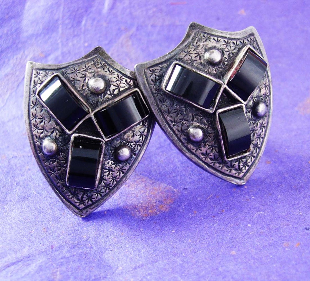 Sterling Cuff Links - Silver Medieval Cufflinks - Knight Shield ...