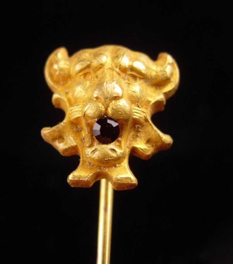 Antique Lion STICKPIN Victorian Lapel Pin Ruby Jeweled - Etsy