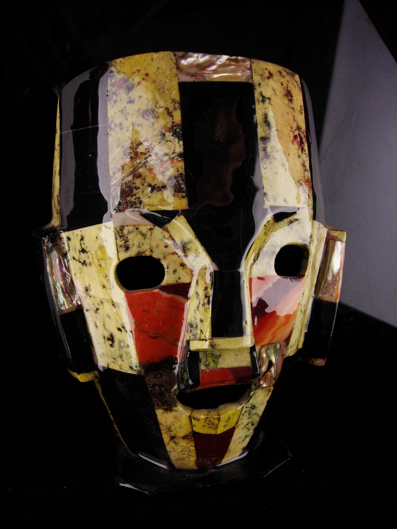 Bizarre Death Mask / Vintage Tribal Mosaic Mask / Obsidian & - Etsy