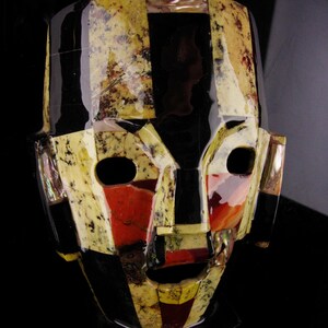 Bizarre Death Mask / Vintage Tribal Mosaic Mask / Obsidian & Mother of ...