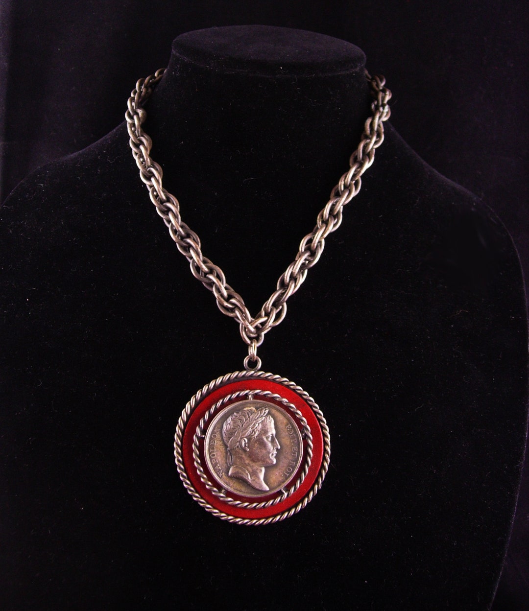 Vintage Napoleon Necklace / Coin Jewelry / Bonaparte Portrait / French ...