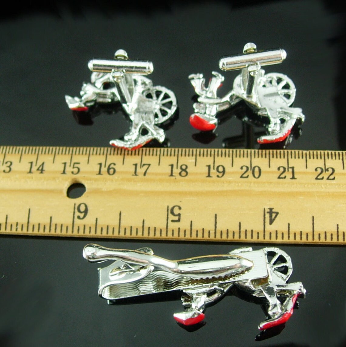 Silver Japan Vintage Cufflinks RICKSHAW Tie Clip Oriental HUGE - Etsy