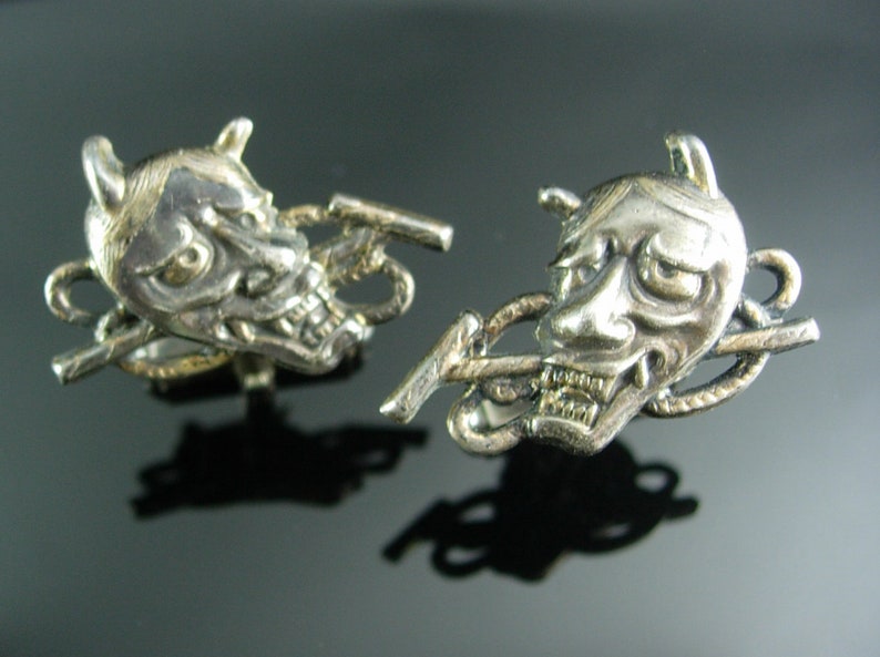 Vintage Devil Cufflinks STERLING SILVER demon satan grotesque | Etsy