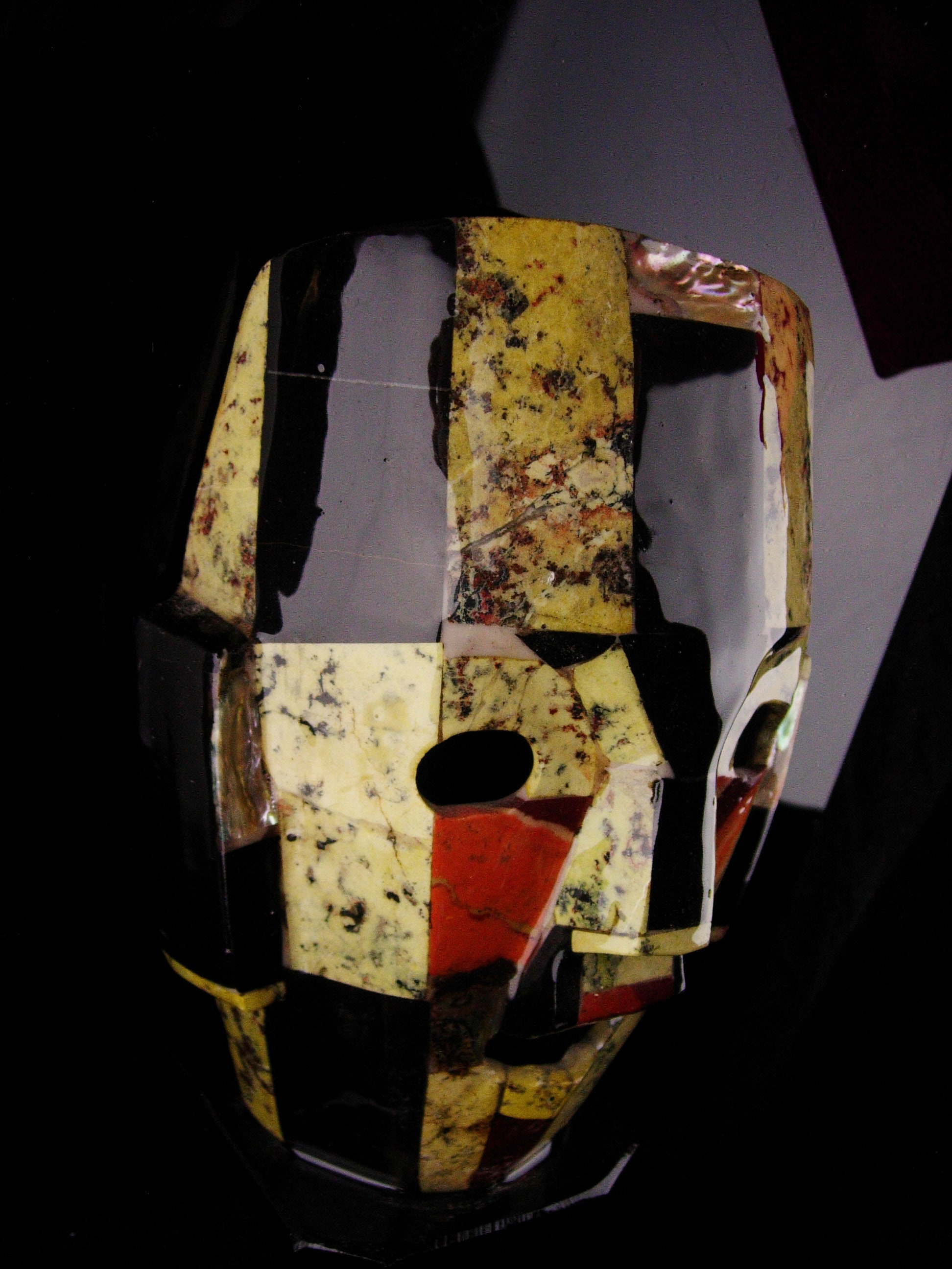 Bizarre Death Mask / Vintage Tribal Mosaic Mask / Obsidian & - Etsy