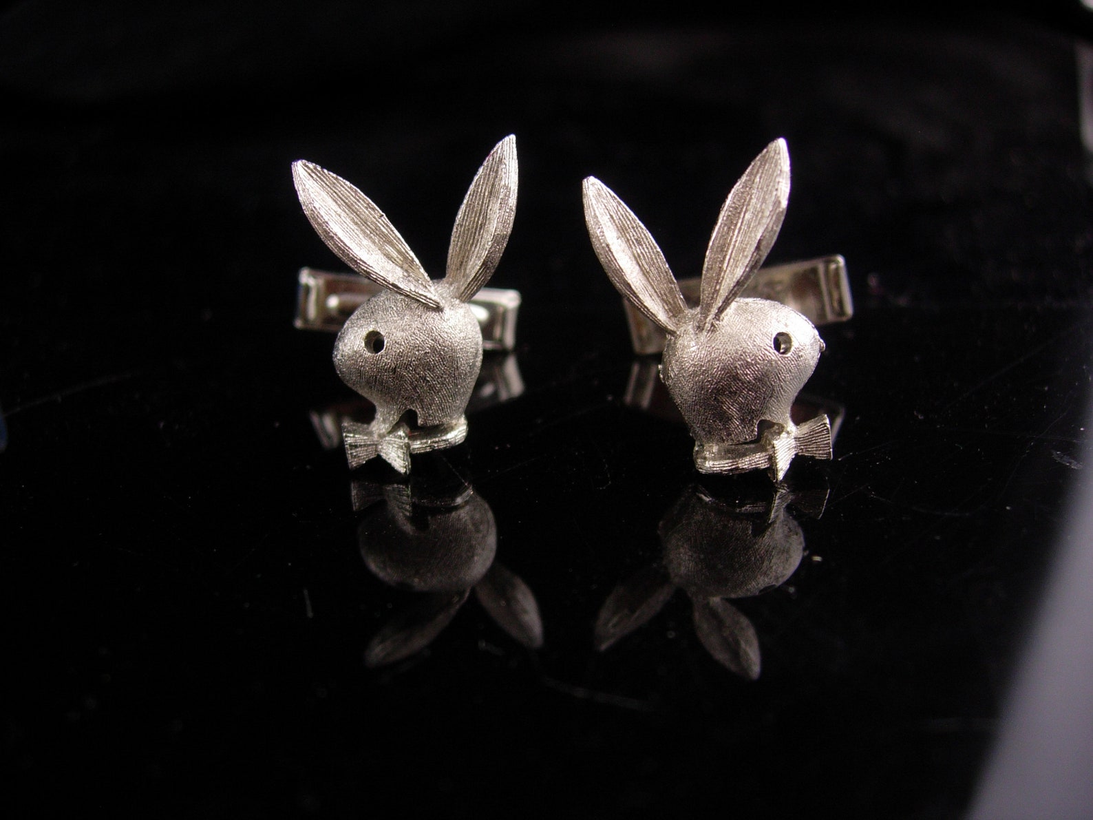 Silver Playboy Bunny Cufflinks Original Box Bachelor Party | Etsy