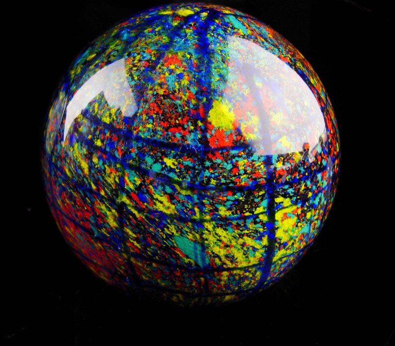 Vintage Glass Paperweight Grid Art Glass Hemisphere Design - Etsy