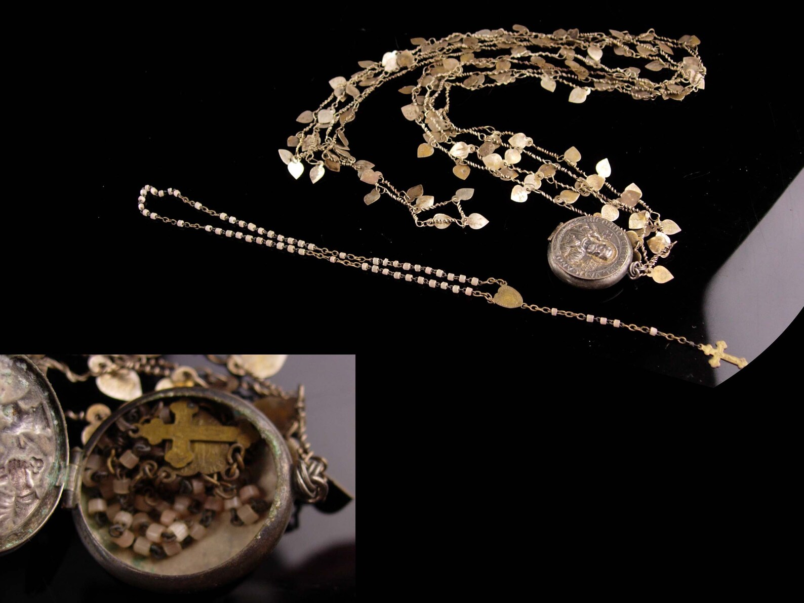 Vintage Religious Necklace Hidden Rosary Locket Ricordo - Etsy