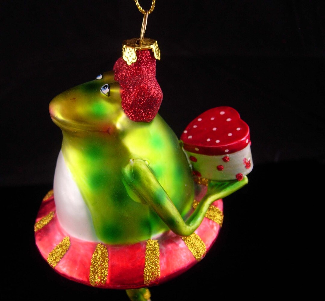 Valentine FROG Ornament / Heart Glass Ornament / Prince Charming With ...