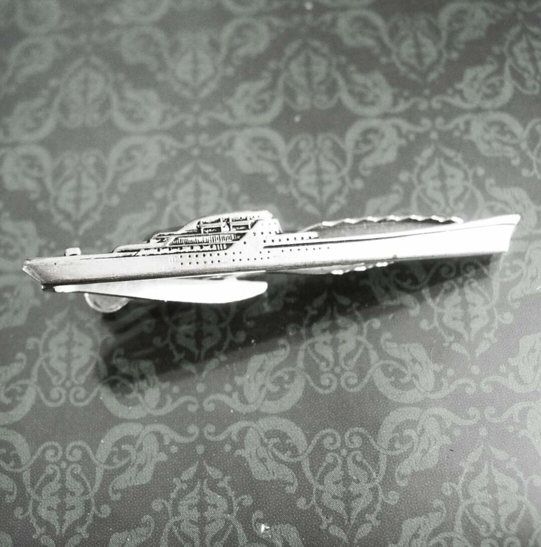 NY Ship Building Corp Tie Clip Vintage Military Battleship Tieclip ...