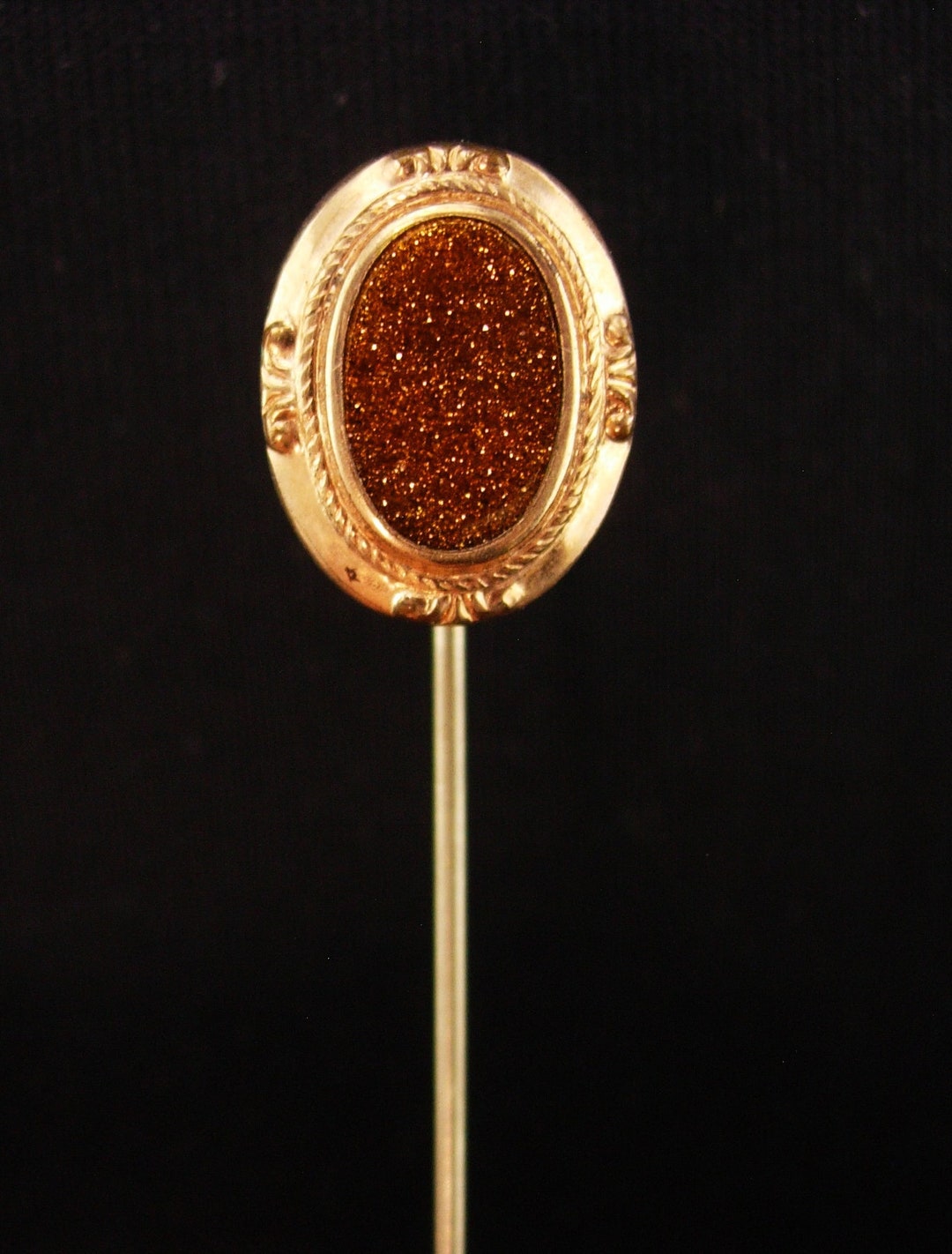 Antique Mens Lapel Pin - 1800's Brooch - Vintage Goldstone Victorian ...