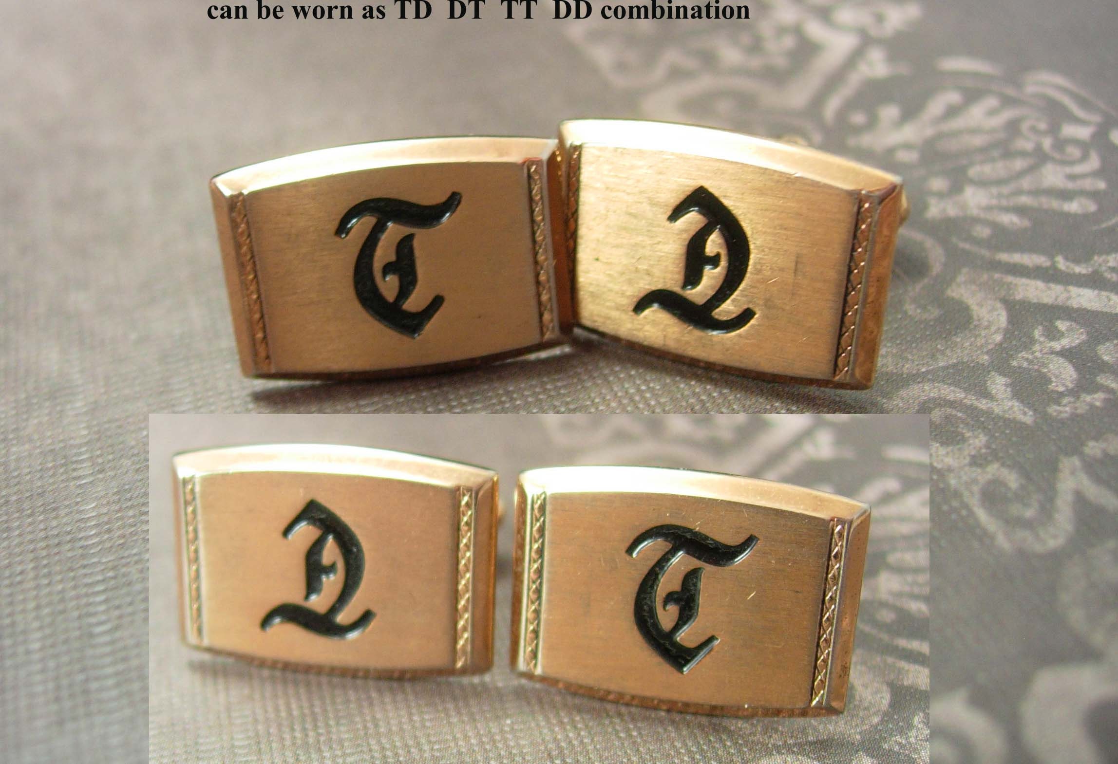 Vintage Letter TD Tt DD DT Initial Custom Cufflinks Fancy - Etsy