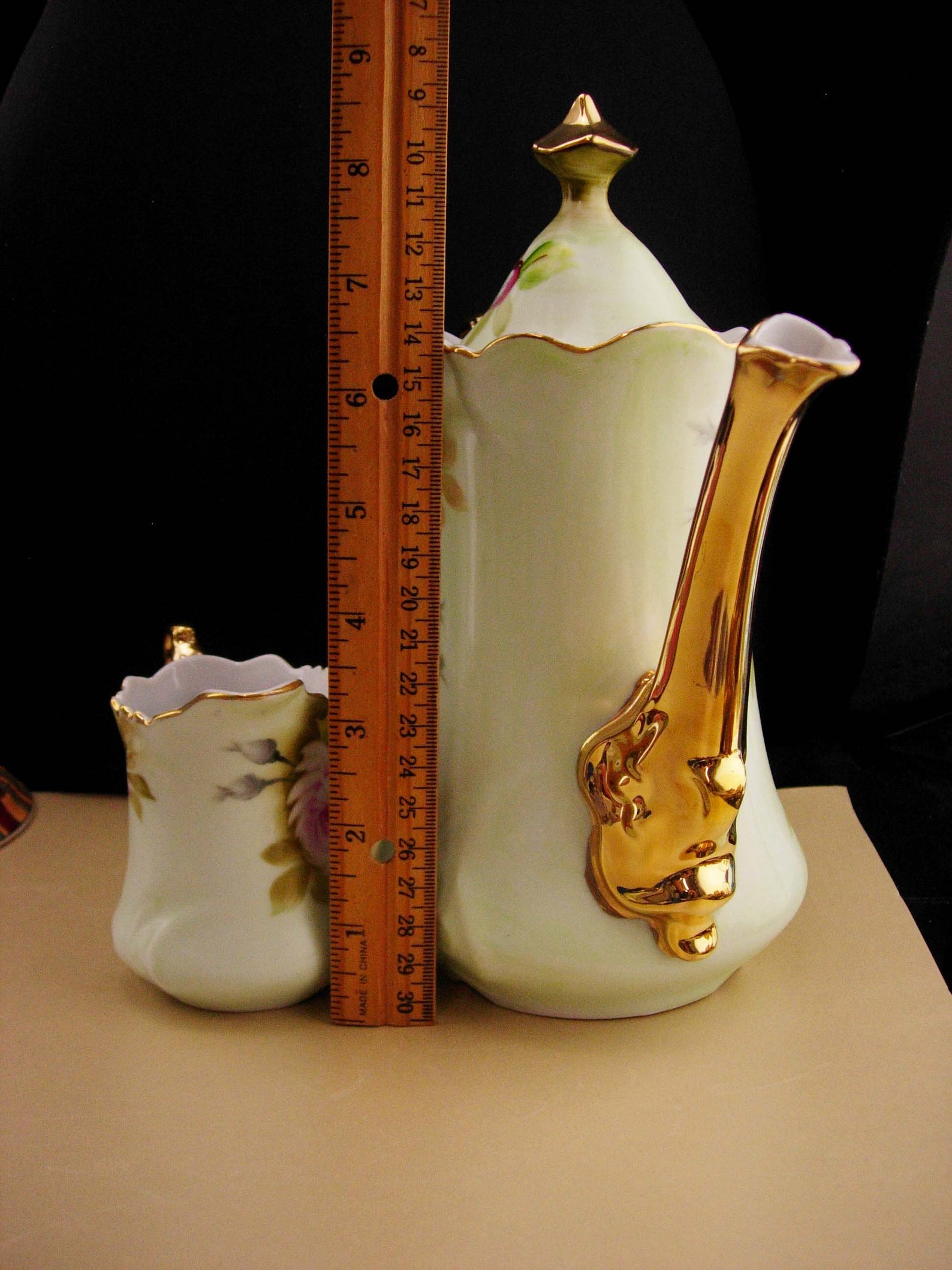 Vintage Lefton Teapot & Creamer Porcelain Green and Pink - Etsy