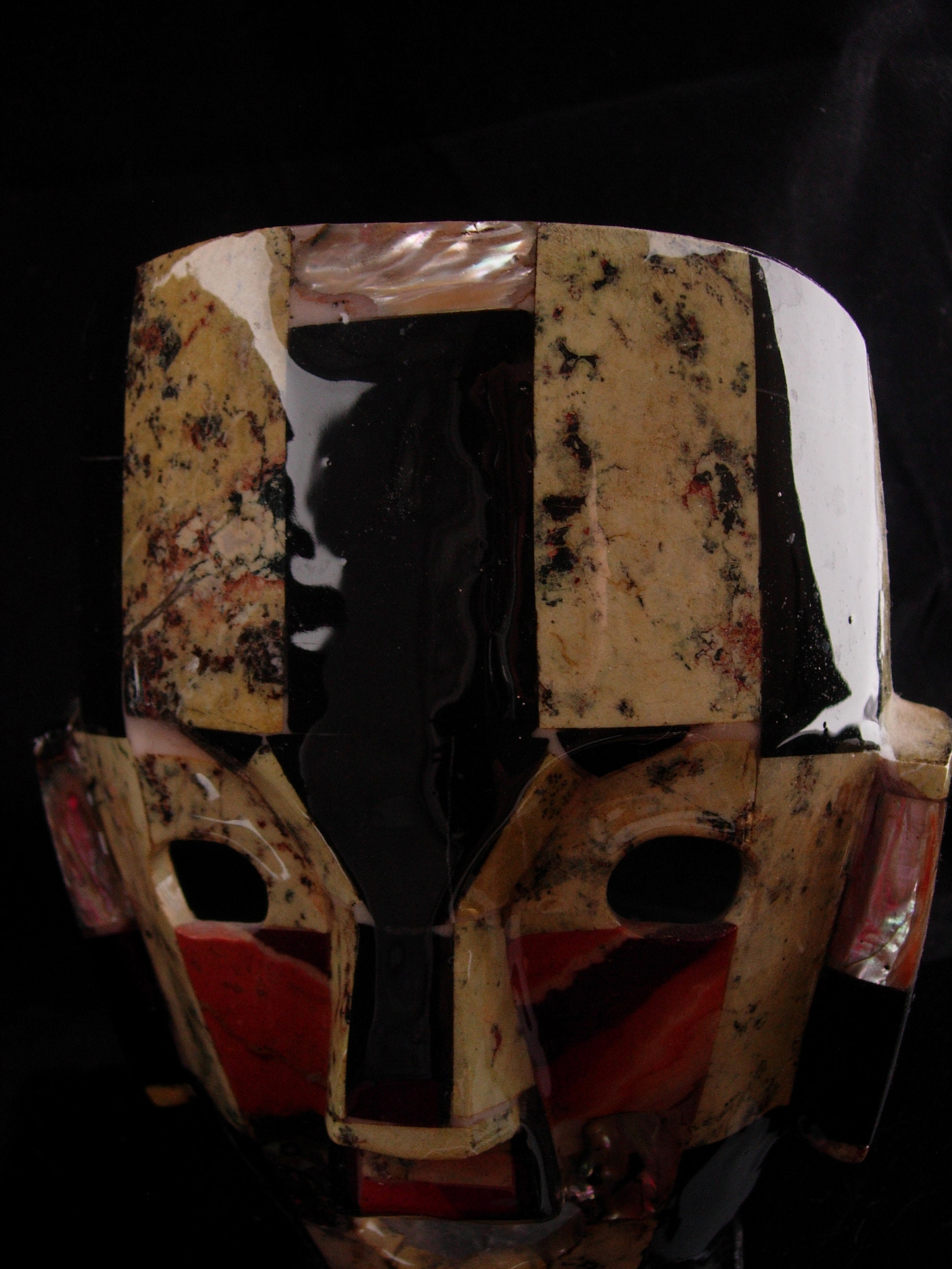 Bizarre Death Mask / Vintage Tribal Mosaic Mask / Obsidian & - Etsy