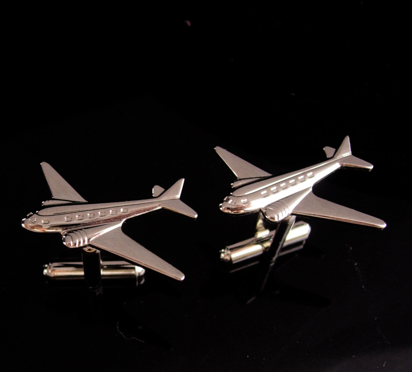 Silver Airplane Cufflinks Silver Plane Tie Clip Pilot Gift vintage Tie ...