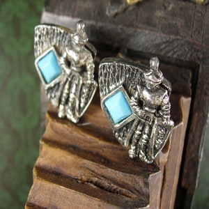 Vintage Sterling Knight Cufflinks Turquoise Silver Medieval Spartan ...