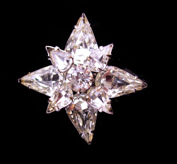Large rhinestone starburst pin - Big stunning flower … - Gem