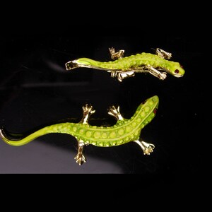 Pair of Vintage Gecko Pins - Alligator Brooch Set - Gecko Brooch ...